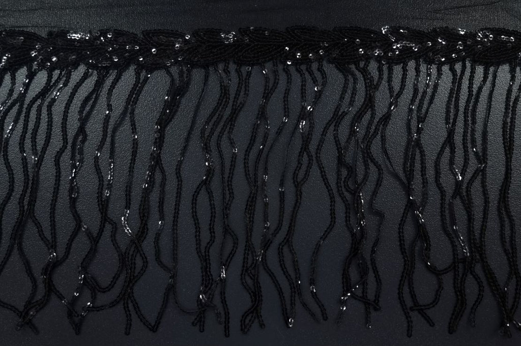 Sequin Fringe 20cm Black – DK Fabrics